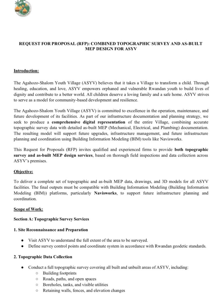 Request for Proposals to provide both topographic survey and as built ...