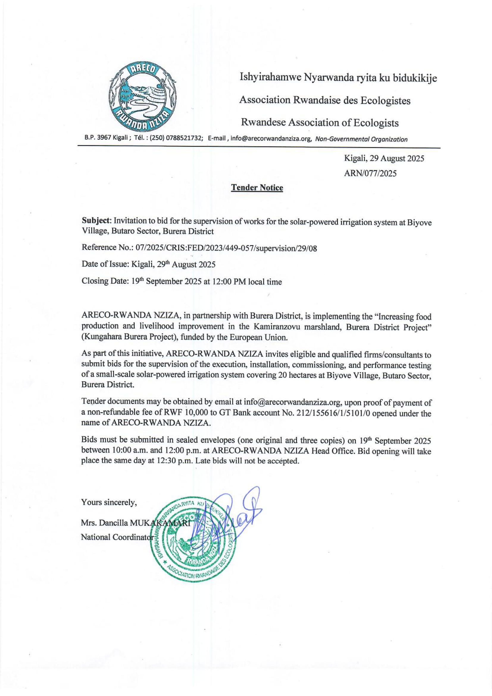 Tender Notice: Invitation to Bid for the Supervision of works for the ...