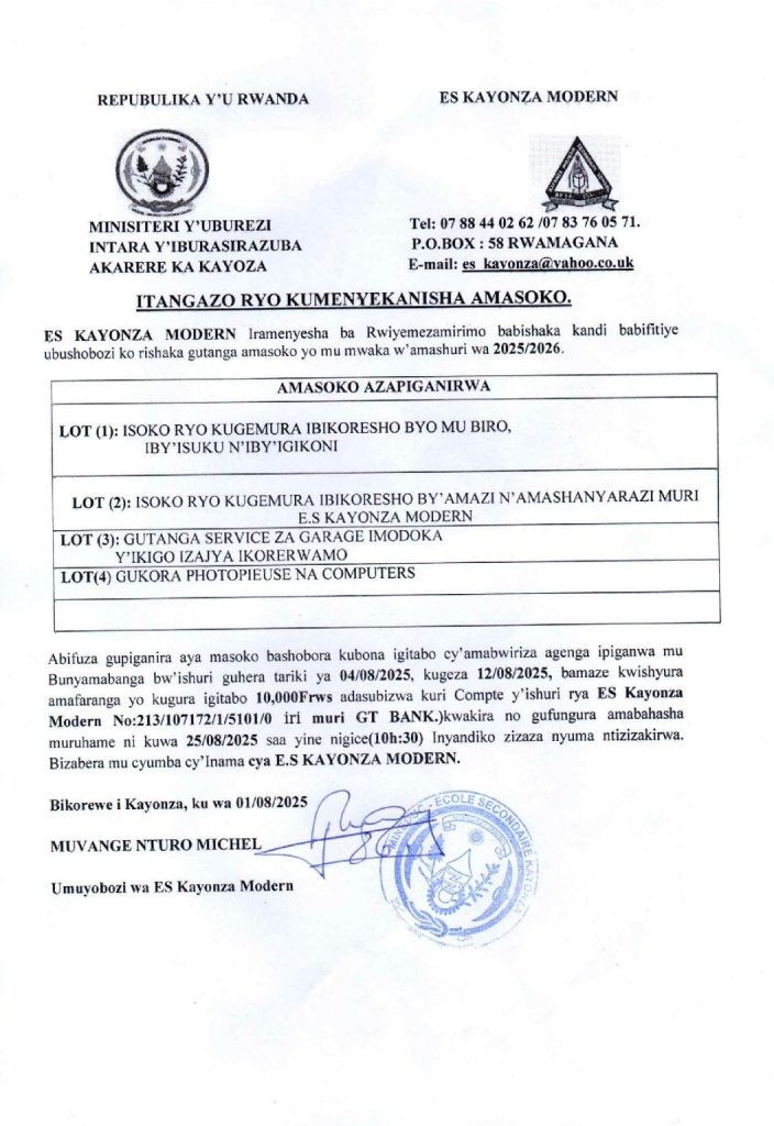 ES KAYONZA MODERN: Isoko ryo kugemura ibikoresho by’amazi n ...